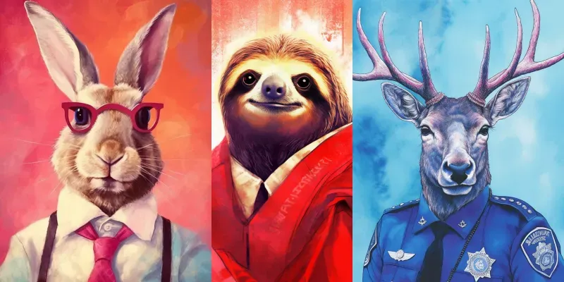 Brightly Coloured Animal Characters Midjourney Prompt | PromptBase