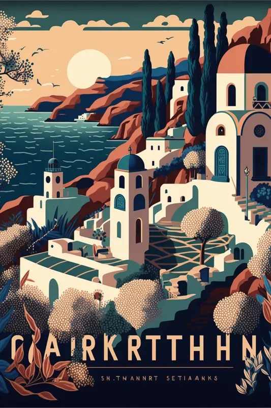 Vintage Artistic Travel Posters Midjourney Prompt | PromptBase