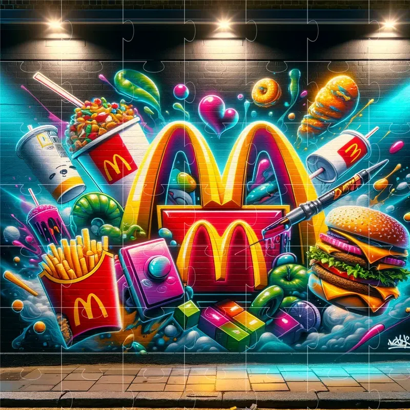 Fast Food Bright Street Art Graffiti DALL·E Prompt | PromptBase