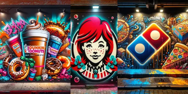 Fast Food Bright Street Art Graffiti DALL·E Prompt | PromptBase