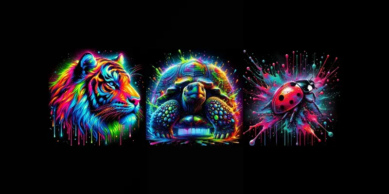 Trippy Ink Art - Exotic Animals DALL·E Prompt | PromptBase