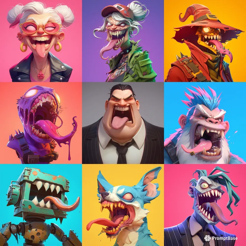 3D Extreme Facial Expressions Avatars Midjourney Prompt | PromptBase