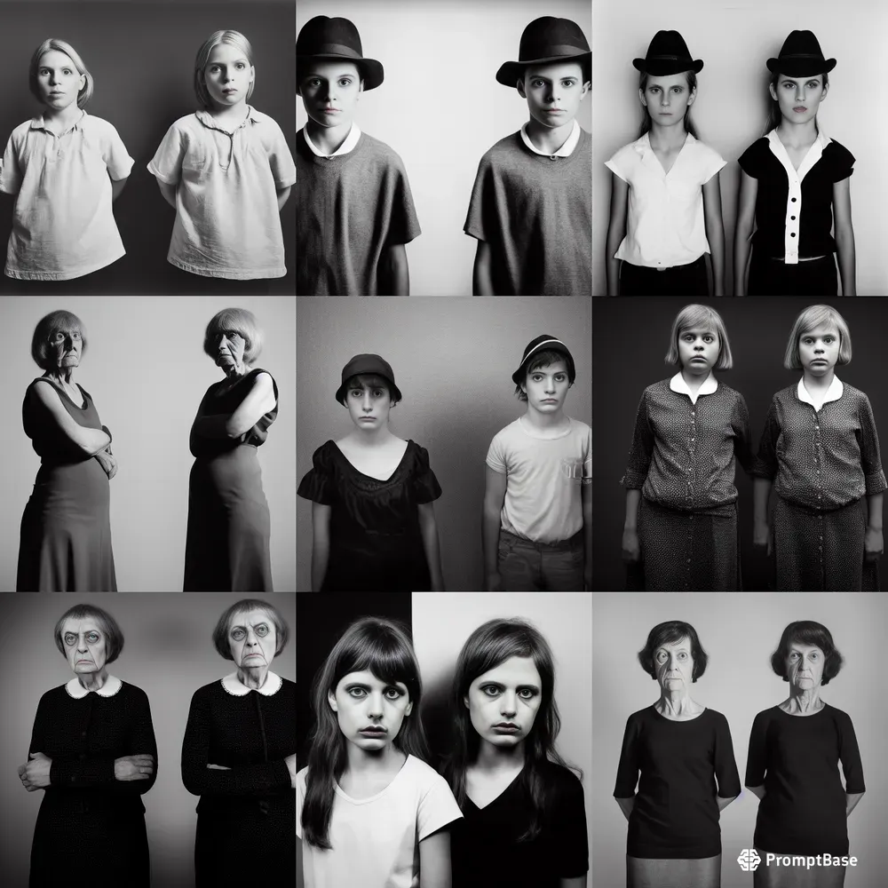 B W Photography Of Twins Stable Diffusion Prompt | PromptBase