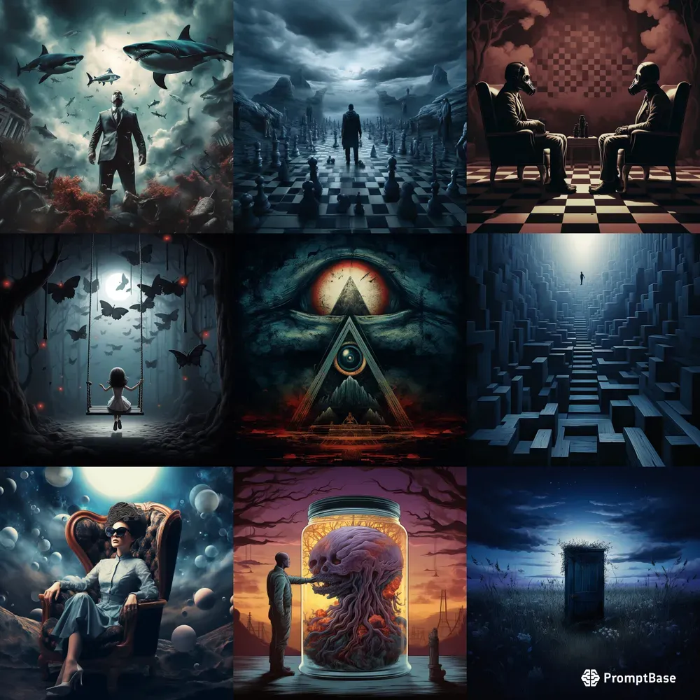 Illustration Surreal Horror Style Midjourney Prompt | PromptBase