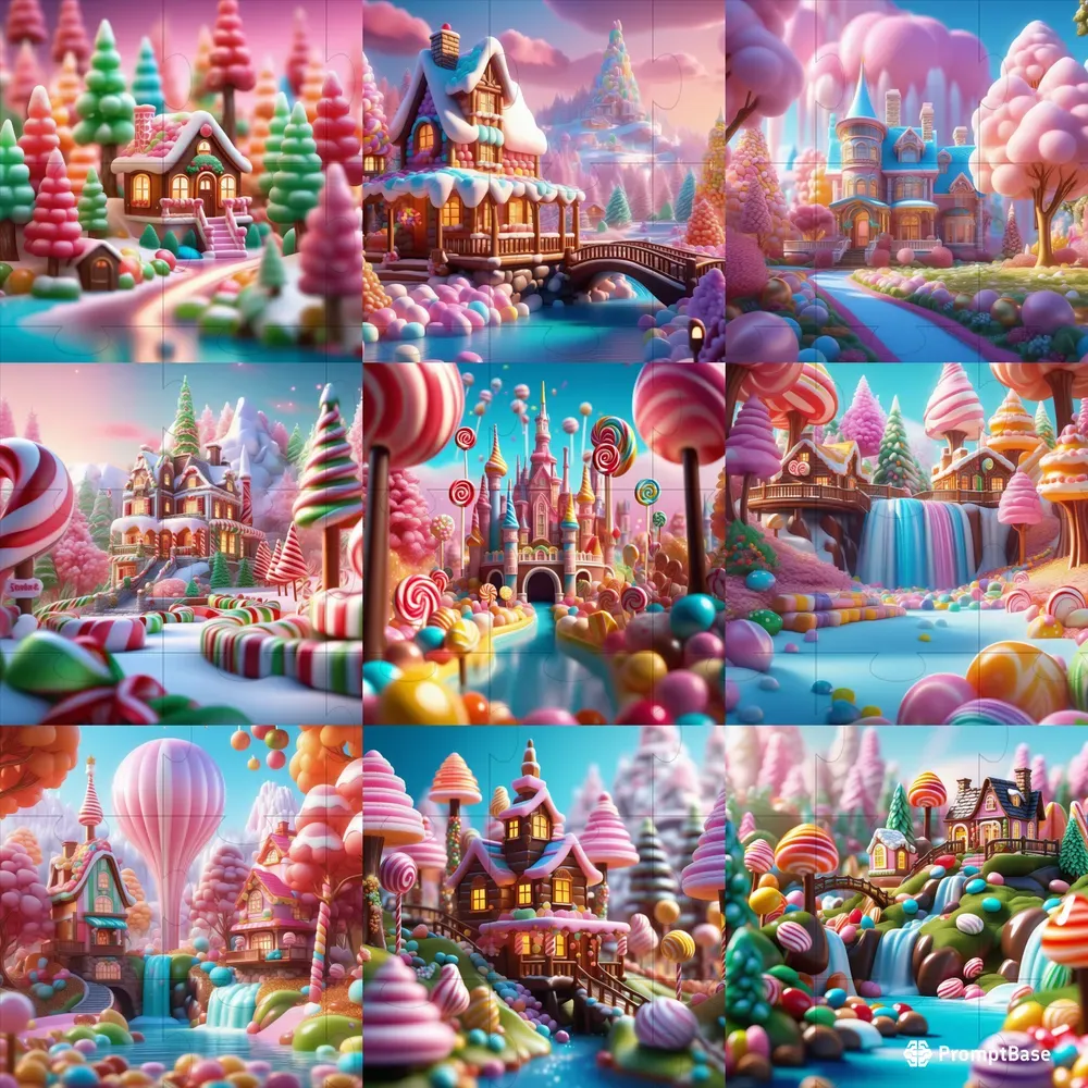 Candy Themed Landscapes Stable Diffusion Prompt | PromptBase