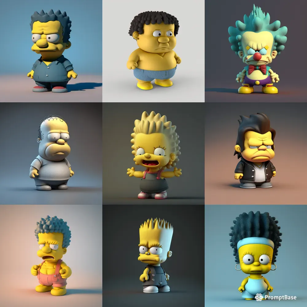 Baby Simpson Characters 3D Midjourney Prompt | PromptBase
