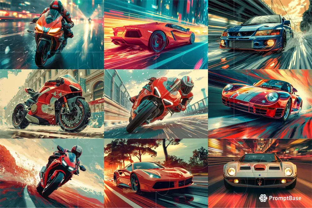 Super Vehicles Racing Retro Poster Style Midjourney Prompt | PromptBase