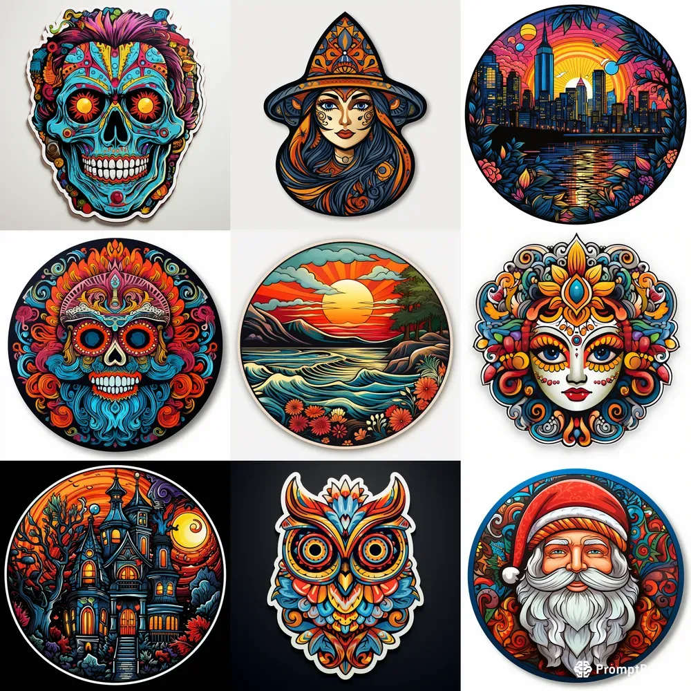 Detailed Stickers Midjourney Prompt | PromptBase