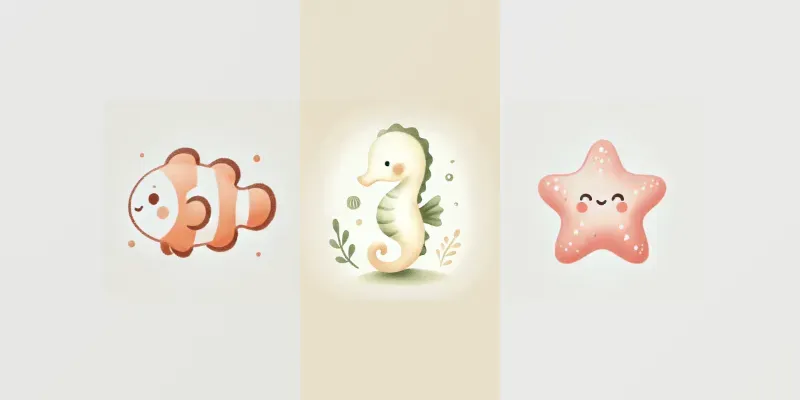 Cute Illustrations Of Sea Creatures Generator App | PromptBase