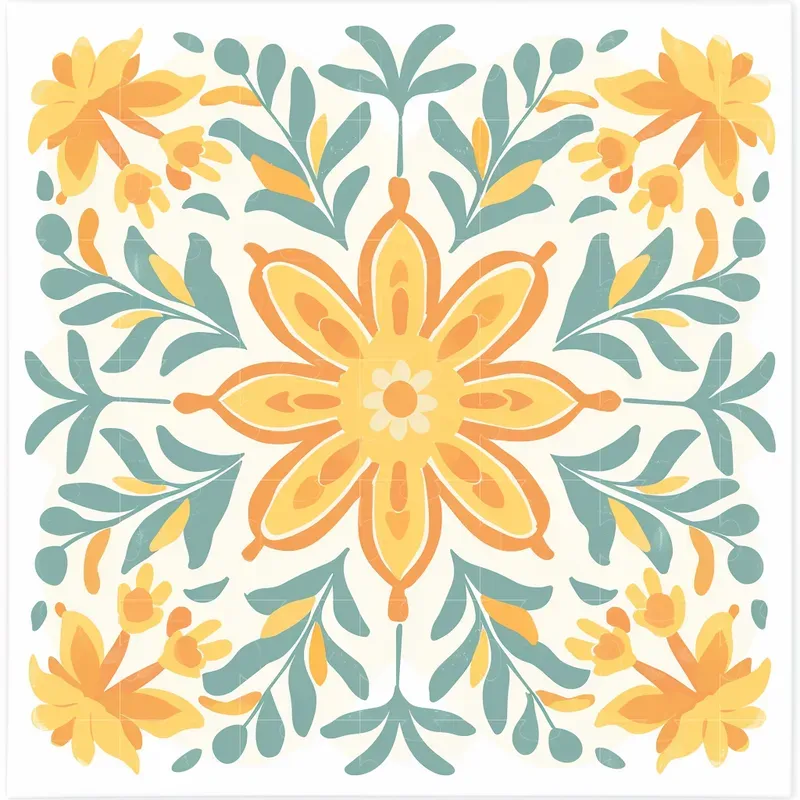 Cute Flower Talavera Tile Design Midjourney Prompt | PromptBase