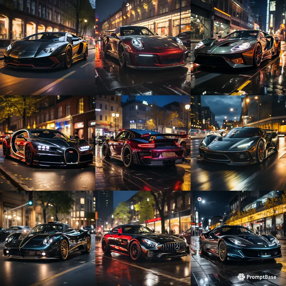 Hypercar City Night Photography Midjourney Prompt | PromptBase