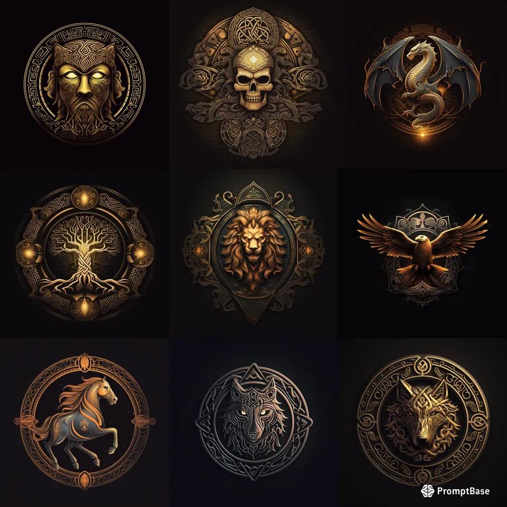 Celtic Medieval Fantasy Emblems Midjourney Prompt | PromptBase