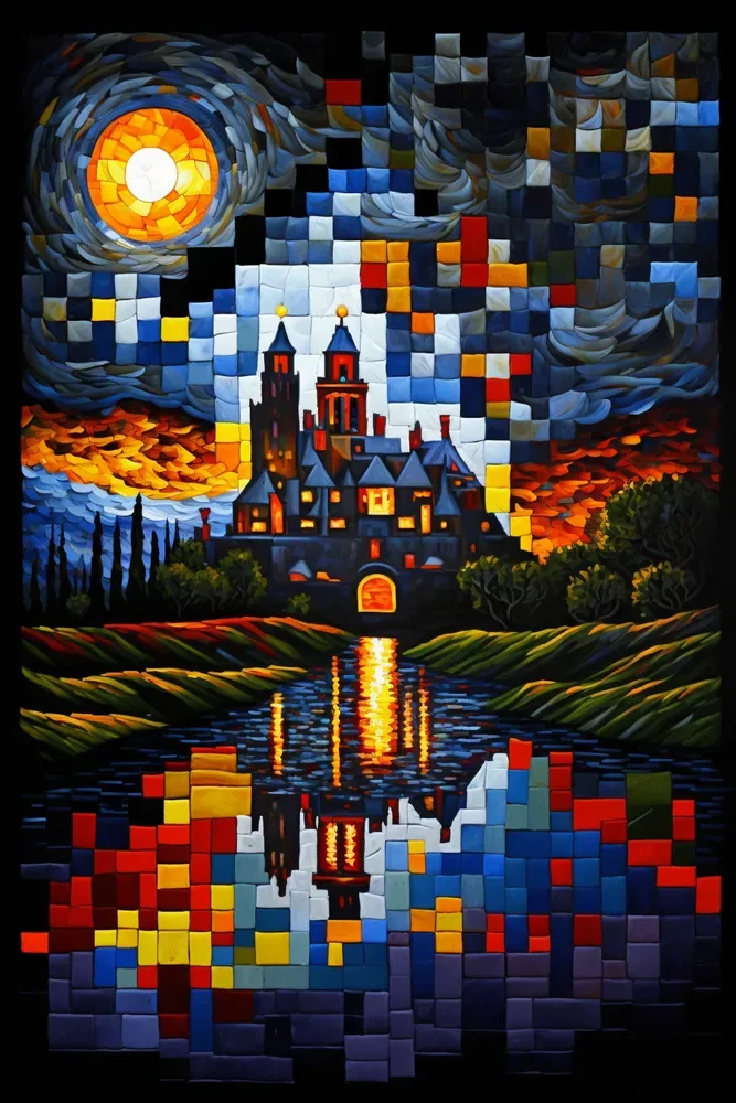 Mozaic Artworks By Piet Mondrian Midjourney Prompt | PromptBase