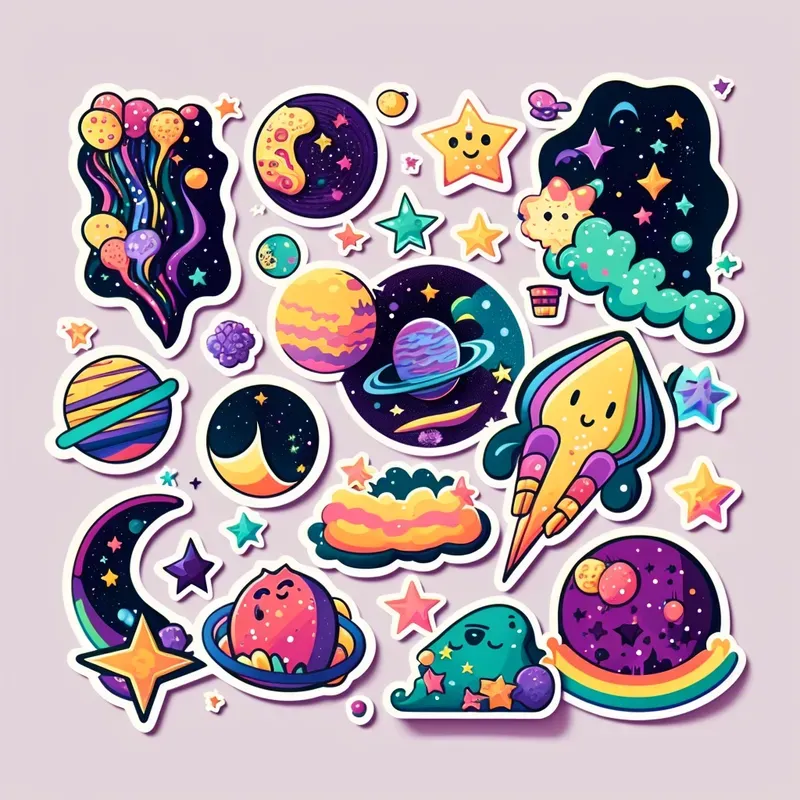 Cute Space Sticker Packs Midjourney Prompt | PromptBase