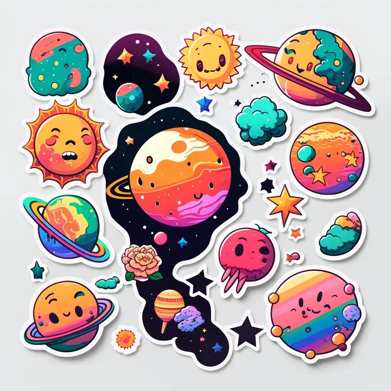 Cute Space Sticker Packs Midjourney Prompt | PromptBase