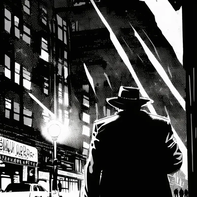 Noir Comics Illustrations Midjourney Prompt | PromptBase