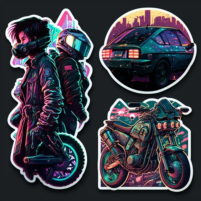 Sticker Packs In Cyberpunk Style Midjourney Prompt | PromptBase