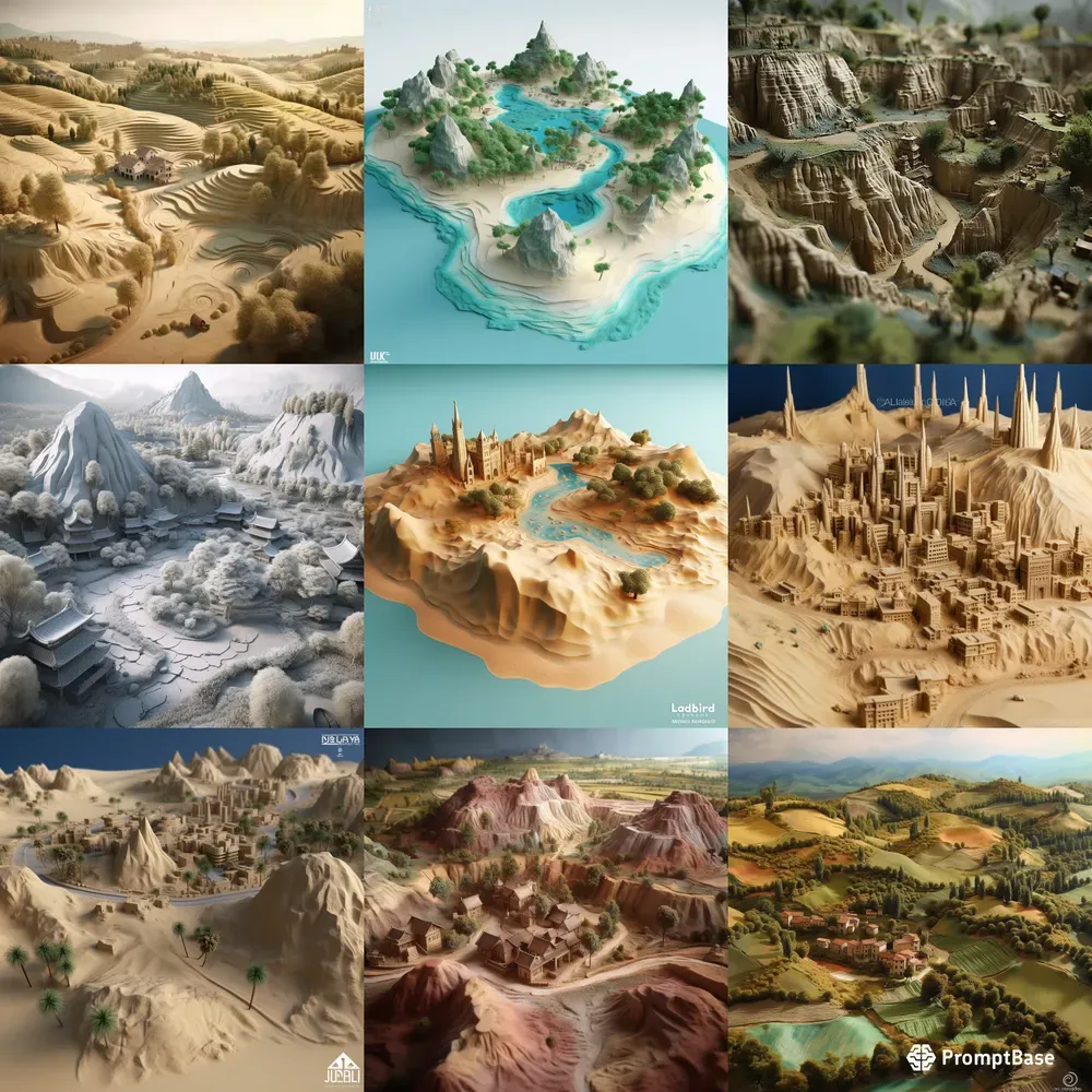 3D Model Clay Landscapes Midjourney Prompt | PromptBase