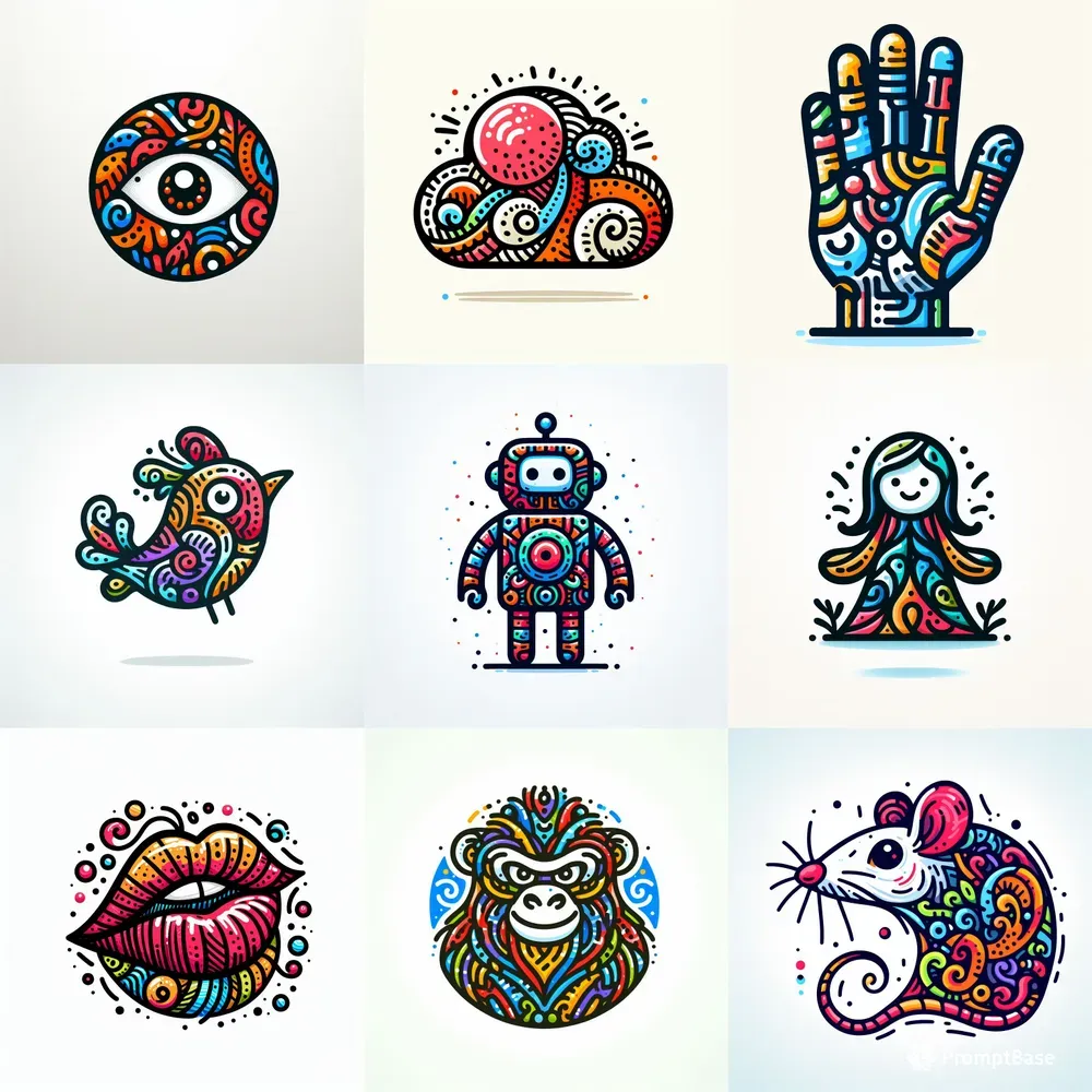 Colored Hand Drawn Doodle Logos DALL·E Prompt | PromptBase