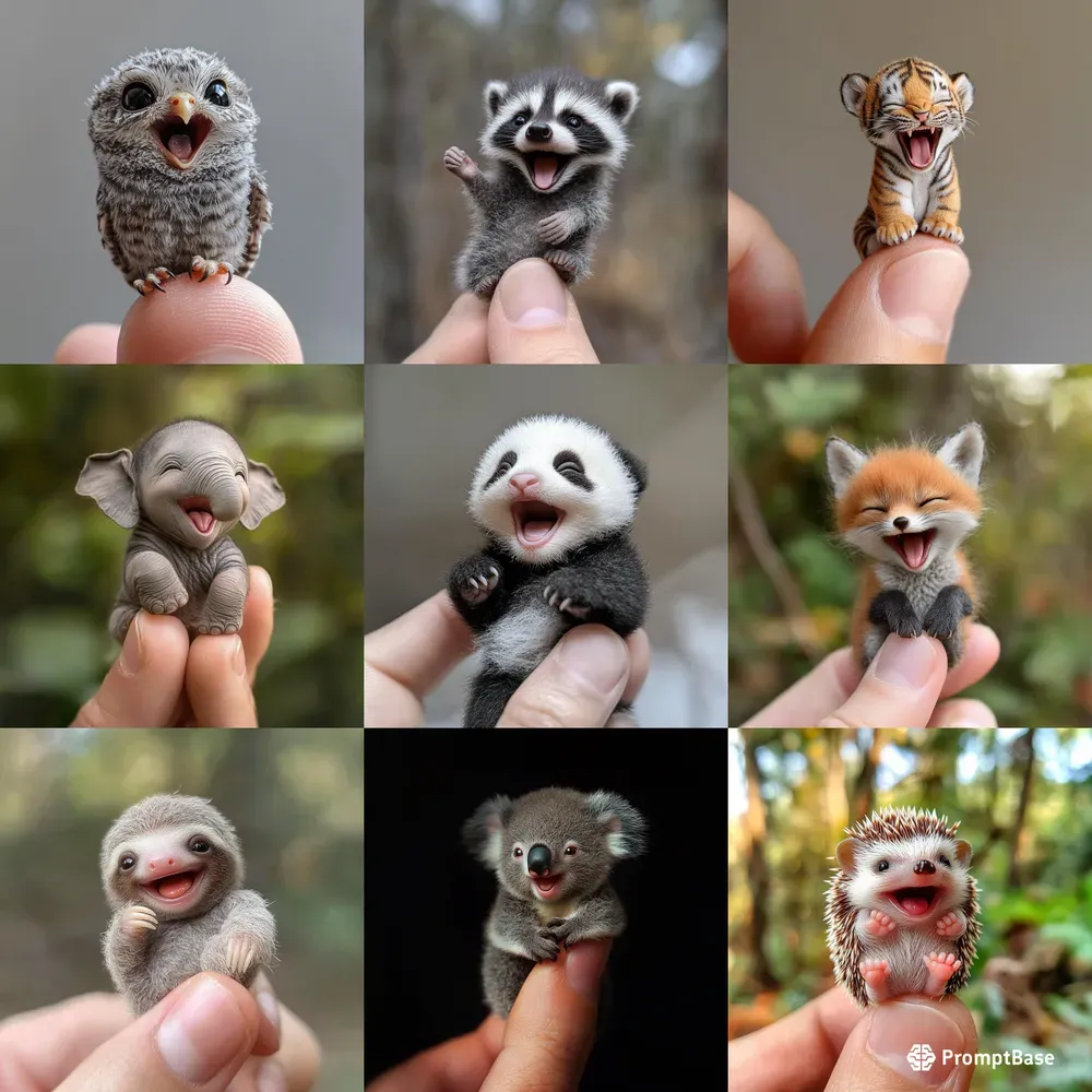 Tiny Animals On Fingers Midjourney Prompt | PromptBase