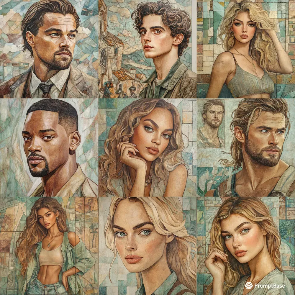 Oil Painted Character Design Sheets Midjourney Prompt | PromptBase