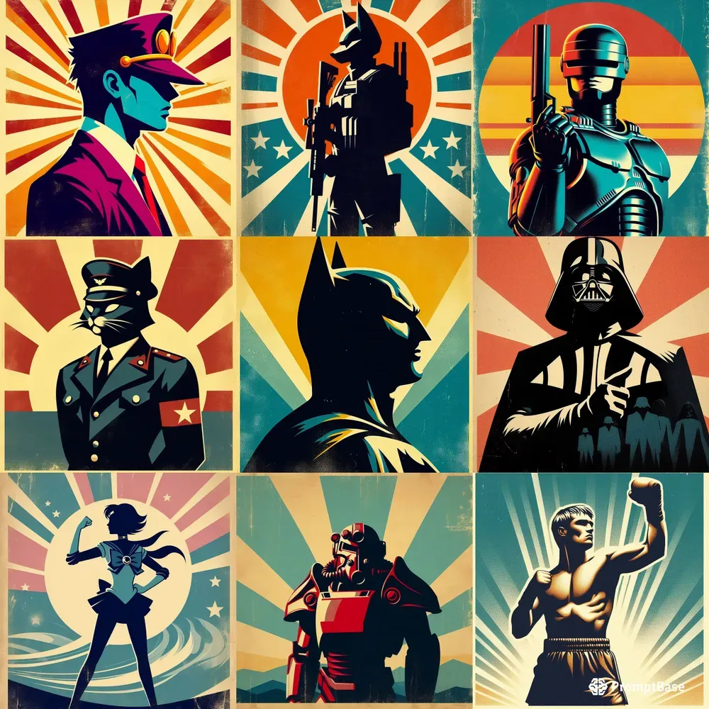 1940s Vintage Minimalist Propaganda DALL·E Prompt | PromptBase