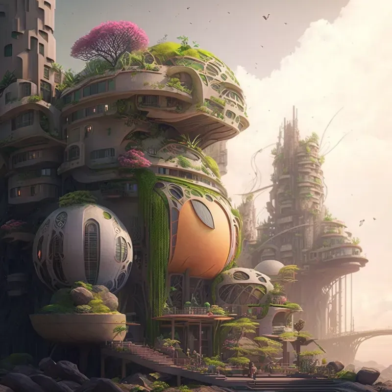 Utopian Green Smart City Architectures Midjourney Prompt | PromptBase