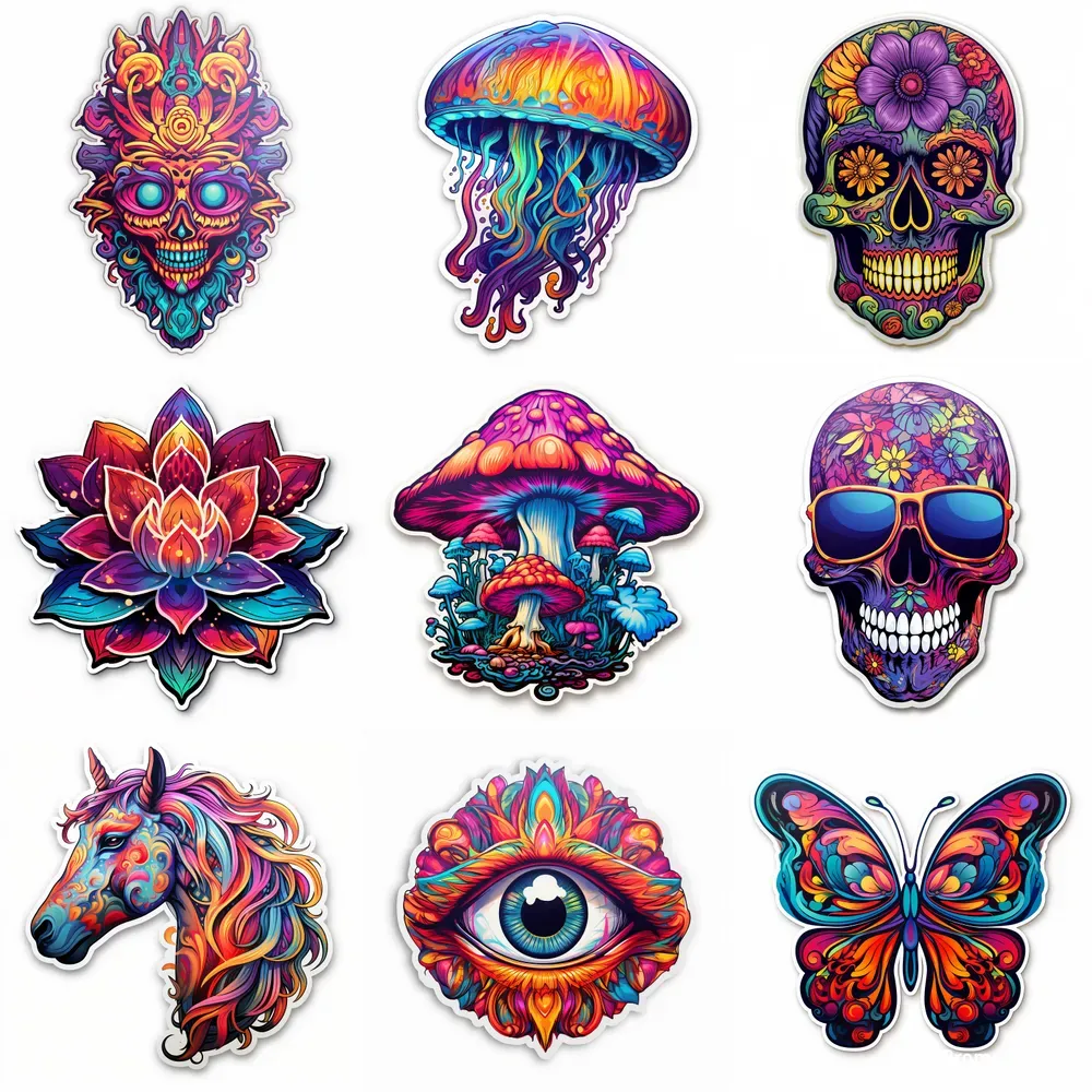 Trippy Psychedelic Stickers Midjourney Prompt | PromptBase