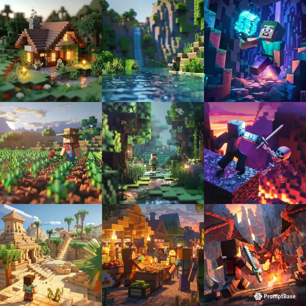 Cinematic Minecraft Shots Midjourney Prompt | PromptBase