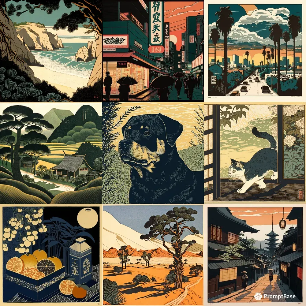 Traditional Japanese Woodblock Style Midjourney Prompt | PromptBase