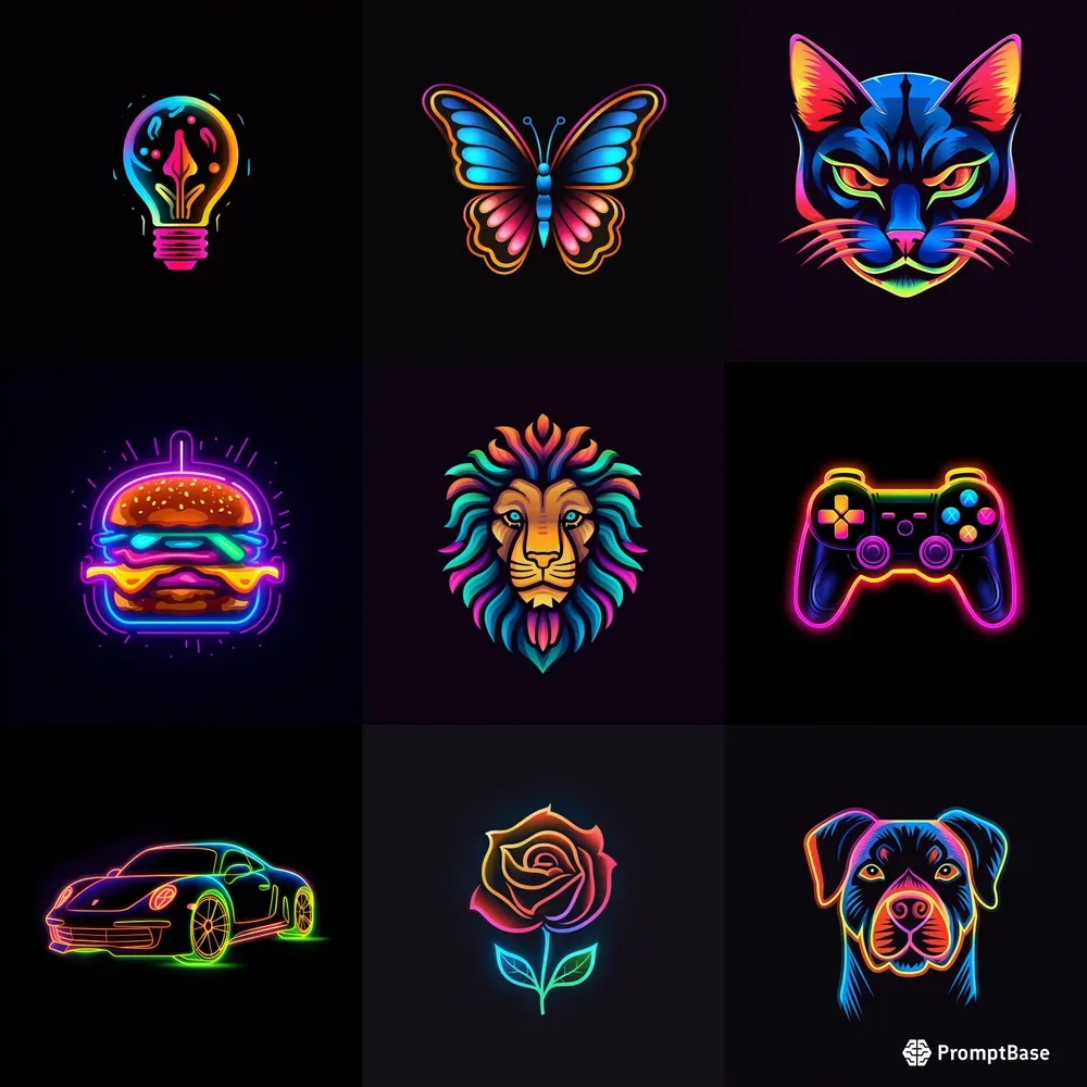 Awesome Neon Logos Midjourney Prompt | PromptBase
