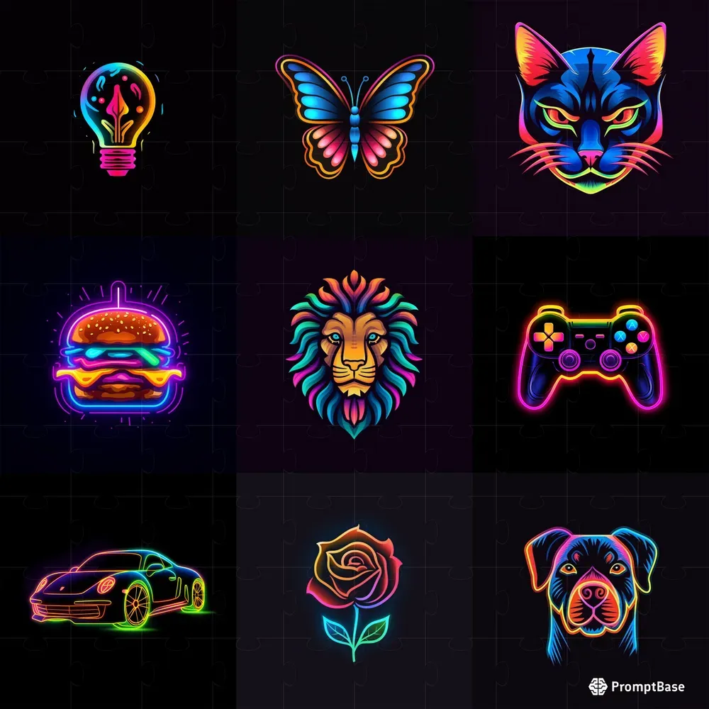 Awesome Neon Logos Midjourney Prompt | PromptBase