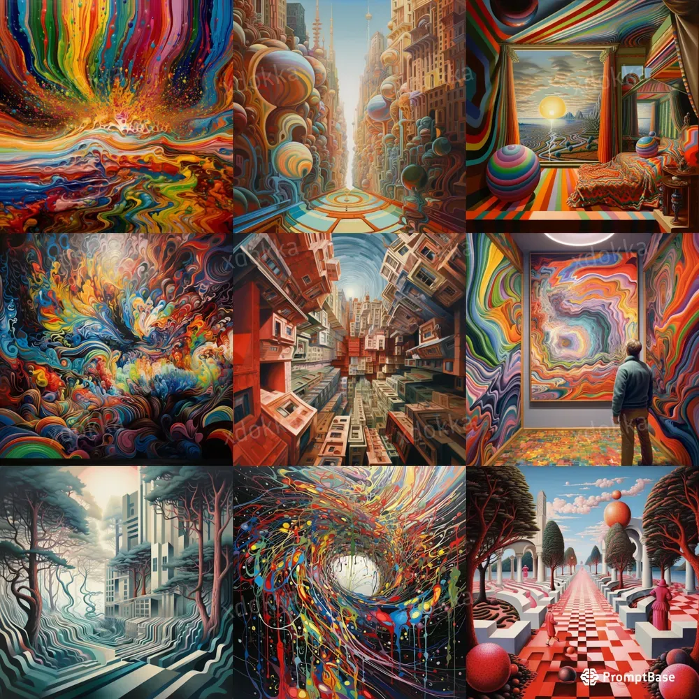 Surrealist Colorful Paintings Midjourney Prompt | PromptBase