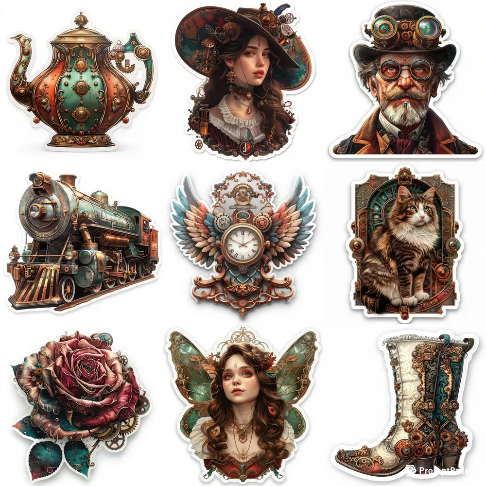 Steampunk Digital Stickers Midjourney Prompt | PromptBase