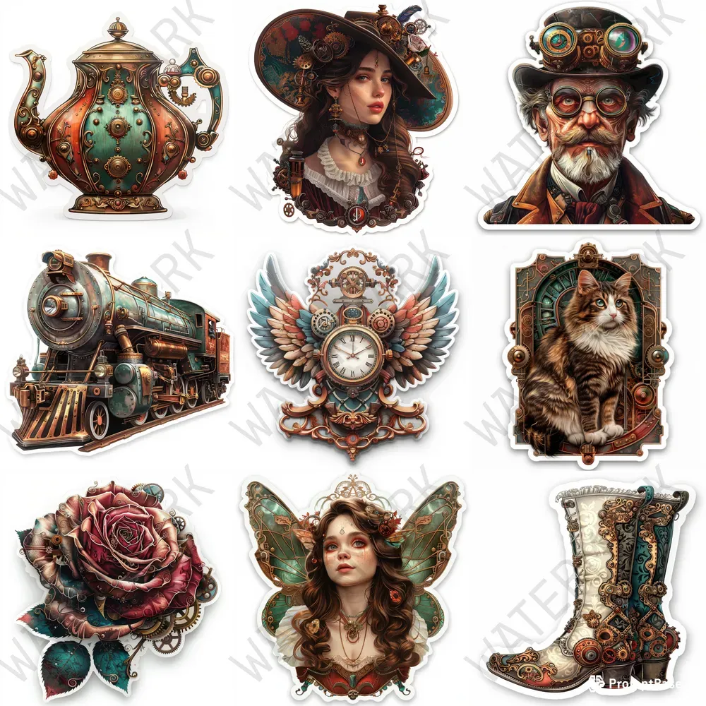 Steampunk Digital Stickers Midjourney Prompt | PromptBase