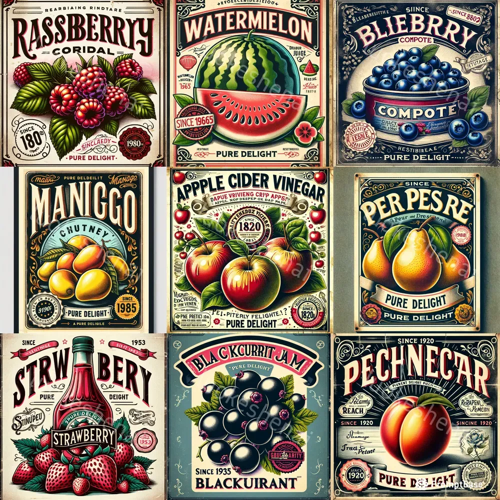 Fruit Retro Style Advertising Posters DALL·E Prompt | PromptBase
