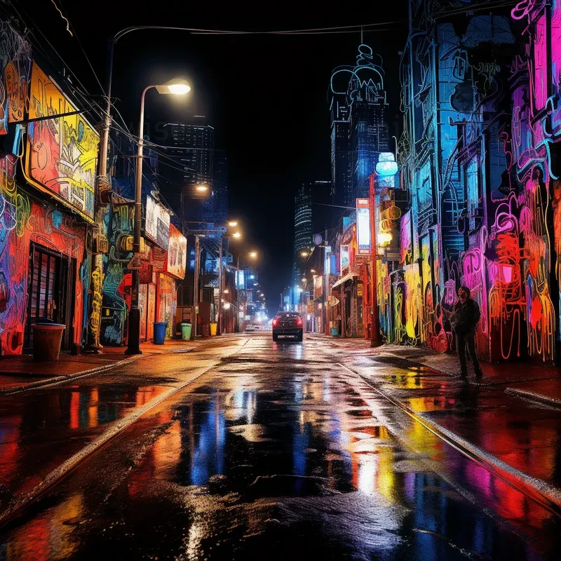 Neon Graffiti Stencil Art Midjourney Prompt | PromptBase