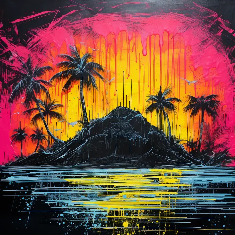 Neon Graffiti Stencil Art Midjourney Prompt | PromptBase