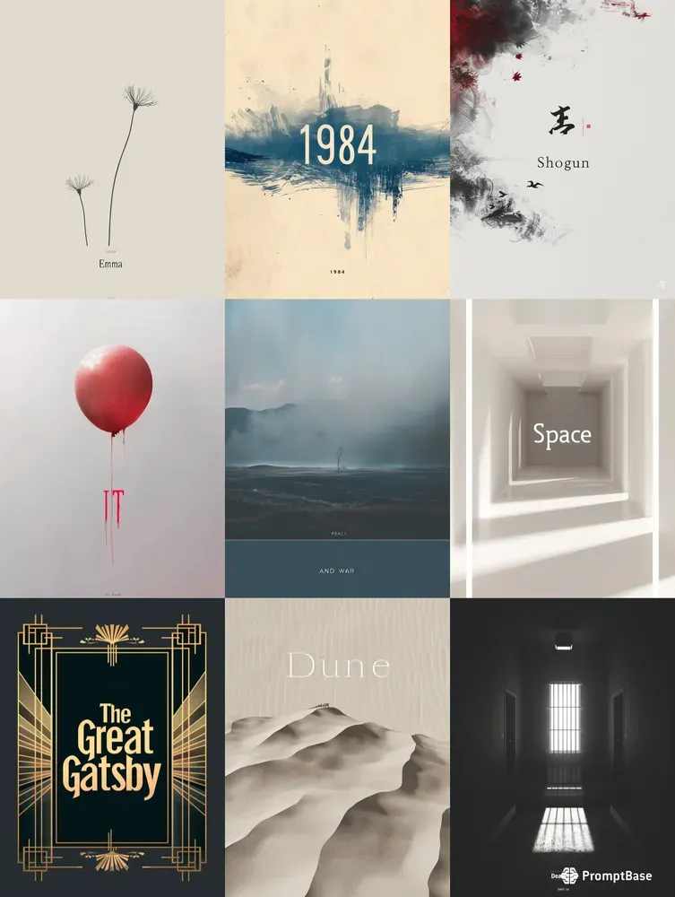 Minimalist Book Covers Posters W Text Midjourney Prompt | PromptBase