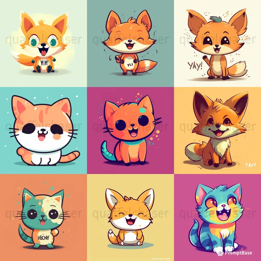 Cute Chibi Animal Stickers Midjourney Prompt | PromptBase