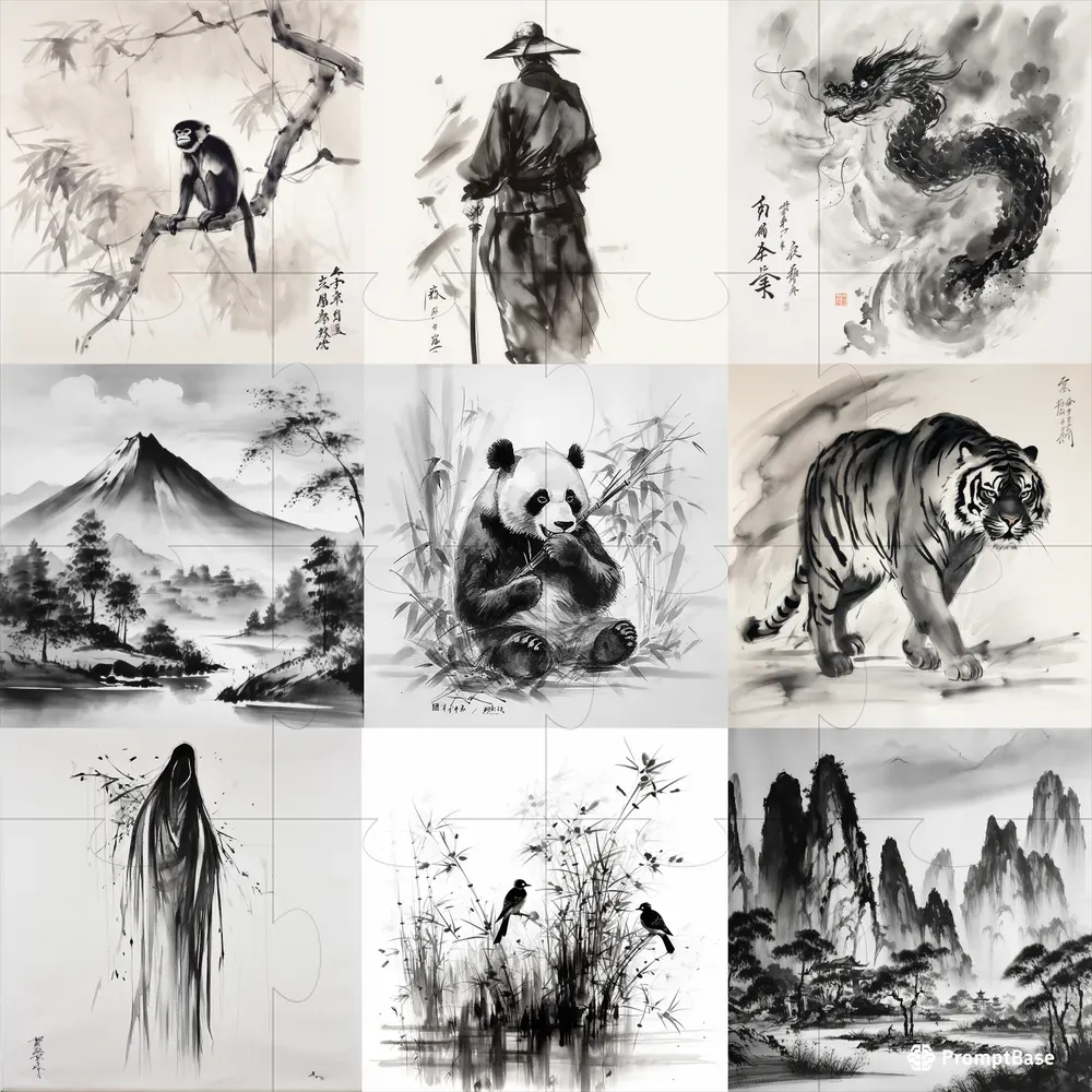 Japanese Ink Art Midjourney Prompt | PromptBase