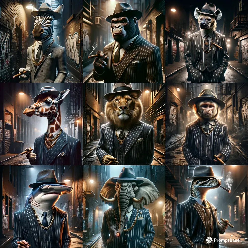 Gangster Animals DALL·E Prompt | PromptBase