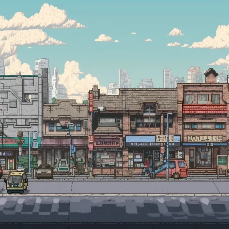 16bit Pixel Art Buildings Midjourney Prompt | PromptBase