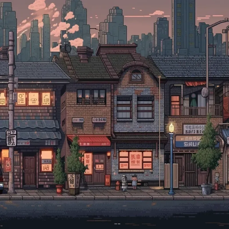 16bit Pixel Art Buildings Midjourney Prompt | PromptBase
