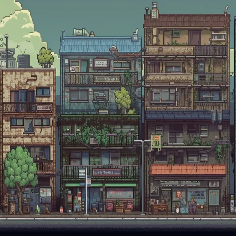 16bit Pixel Art Buildings Midjourney Prompt | PromptBase