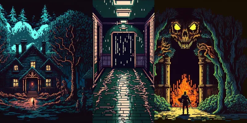 Pixel Horror Game Designs Midjourney Prompt | PromptBase