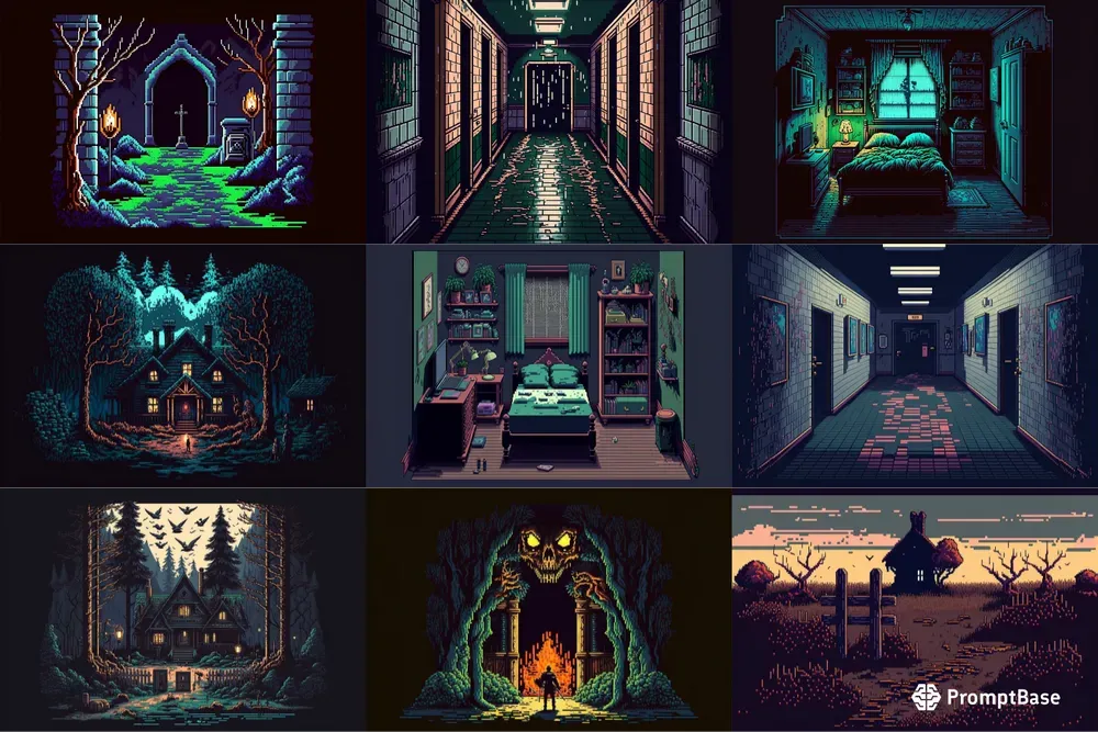 Pixel Horror Game Designs Midjourney Prompt | PromptBase