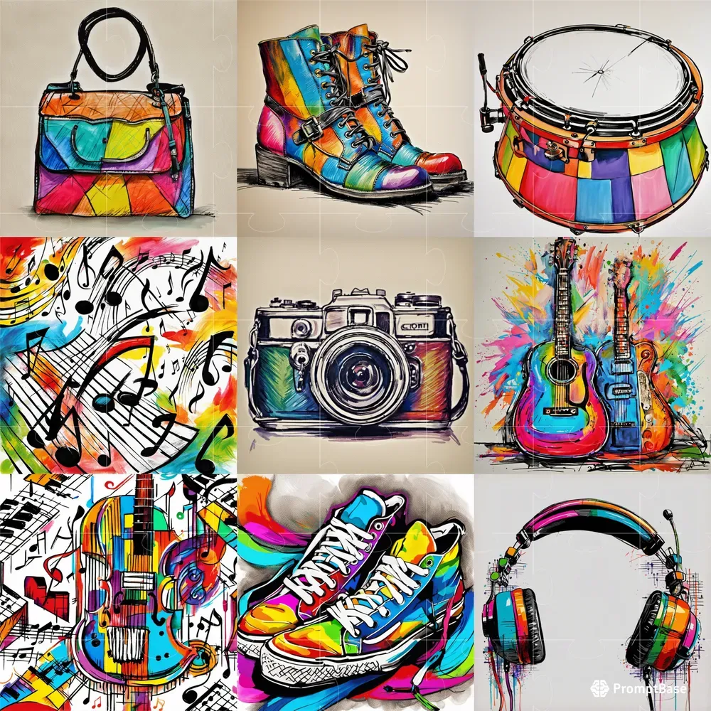 Pencil Pops 80s Nostalgia Colorful Past Stable Diffusion Prompt ...