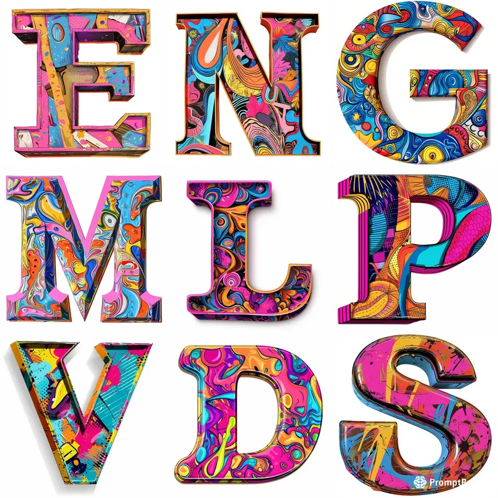 Pop Art Letter Typographies Midjourney Prompt | PromptBase