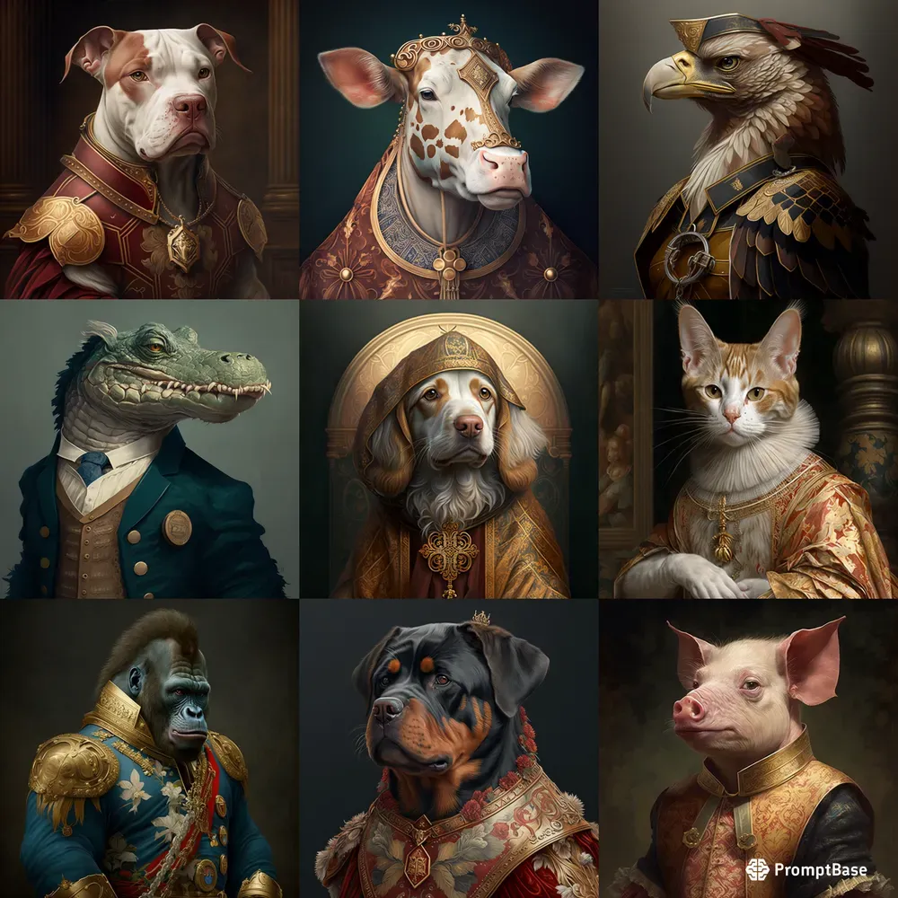 Renaissance Animal Portraits Midjourney Prompt | PromptBase